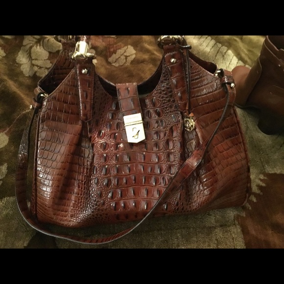 Brahmin | Bags | Brahmin Elisa Large Embossed Leather Handbag Pecan ...